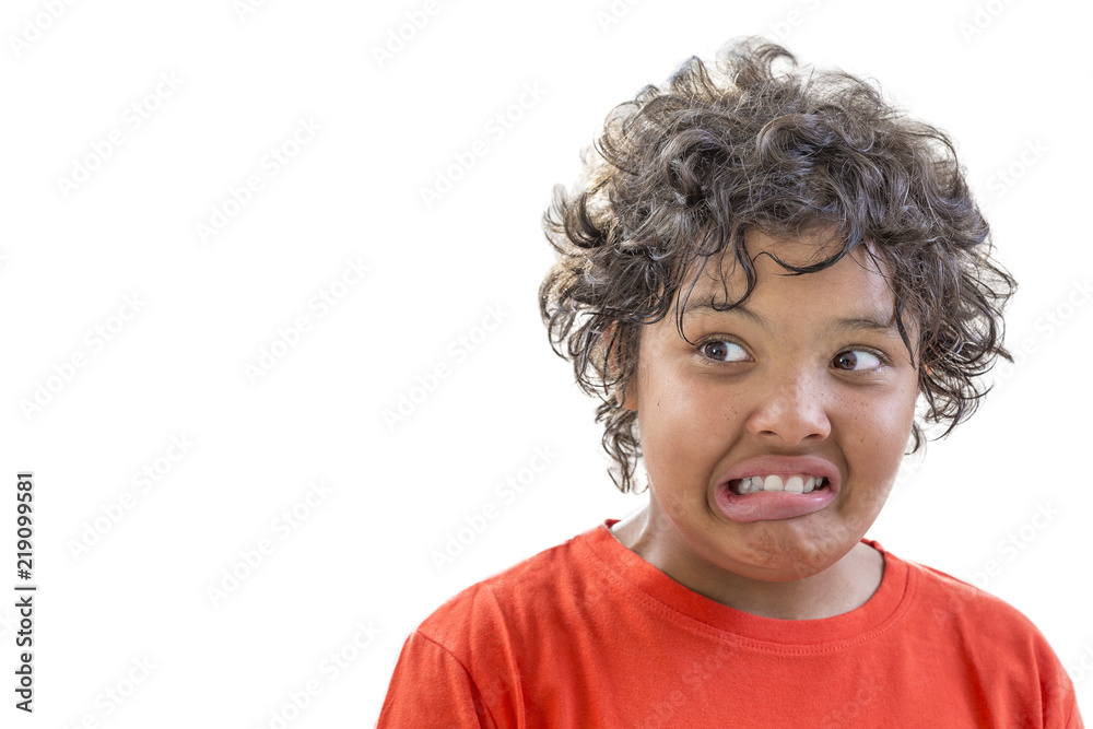 grimace of disgust. portrait of young boy grimacing of disgusty ...