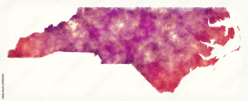 North Carolina state USA watercolor map in front of a white background ...