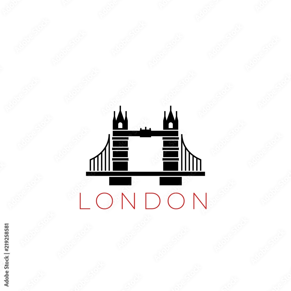 Vector illustration of the famous landmark of London. Modern logo of ...