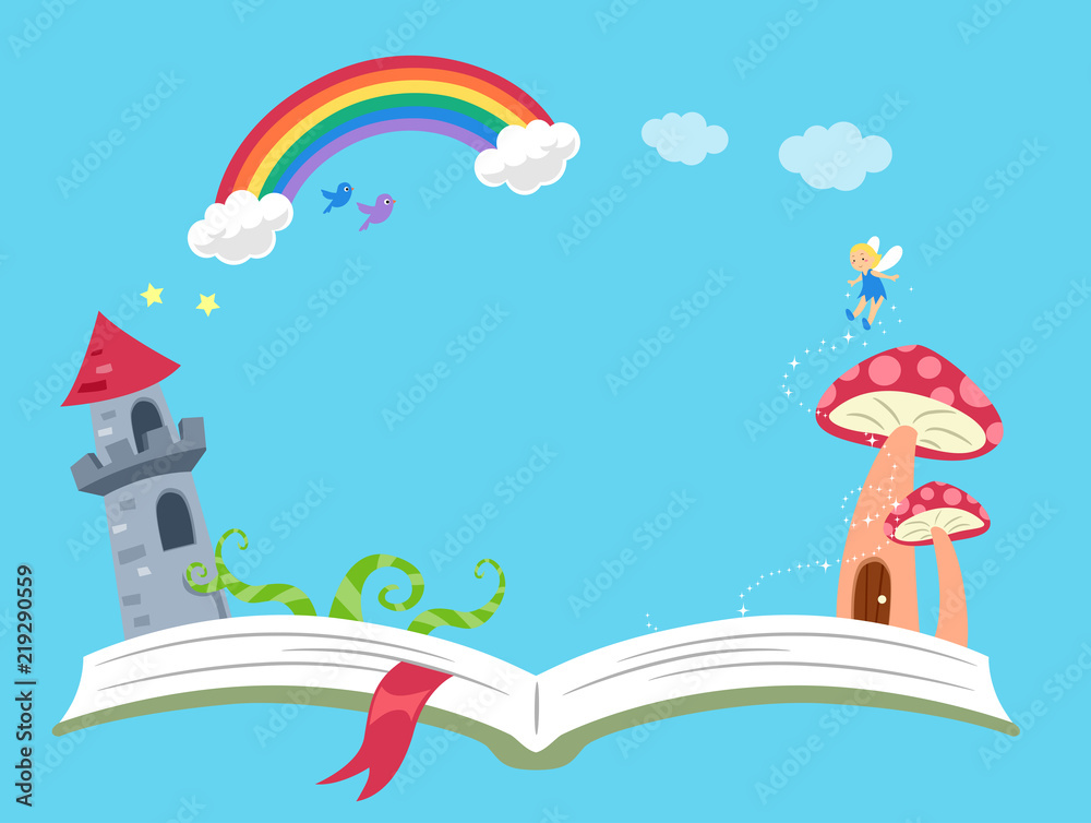 Storytelling Fantasy Book Background Illustration Stock Vector | Adobe ...