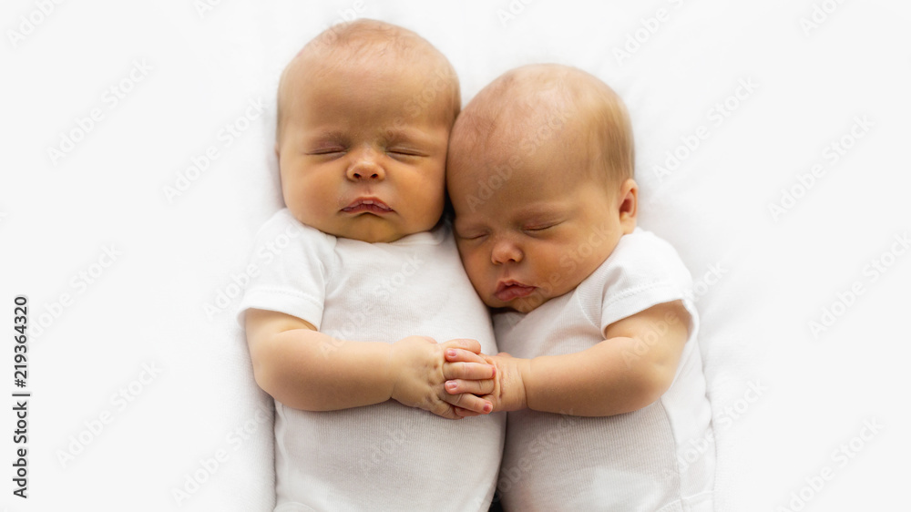 Identical Twin Infant Babies With Copy Space Stock Photo | Adobe Stock
