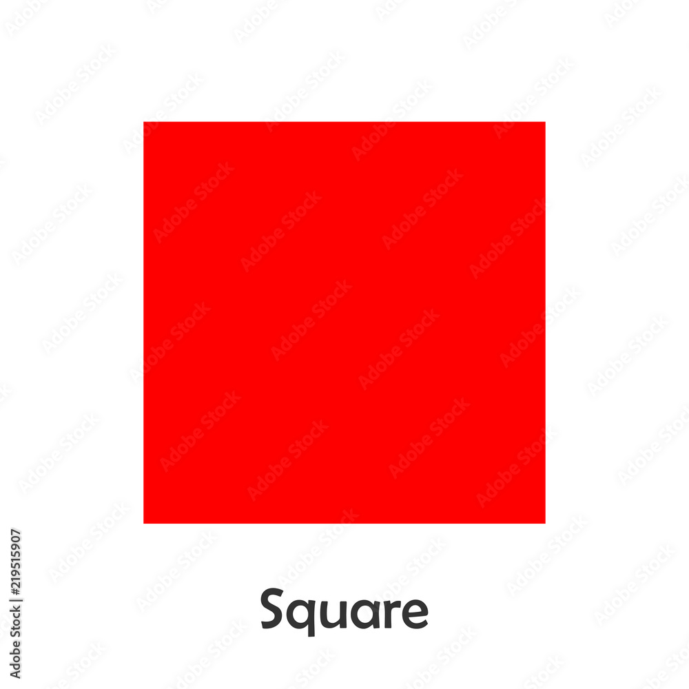 Square in cartoon style, card with geometric shape for kid, preschool ...