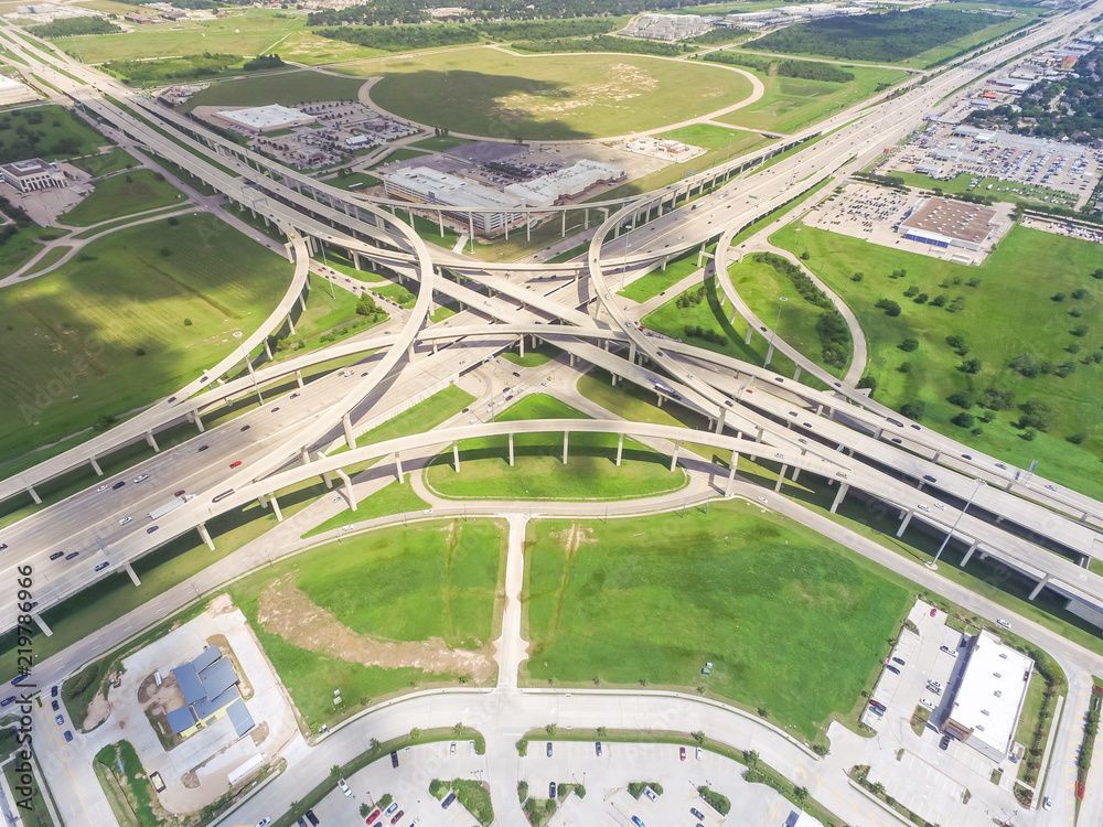 Foto de Stock Aerial view Interstate 10 or Katy freeway with massive ...