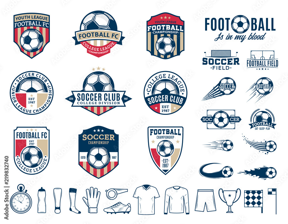 Set of vector football (soccer) club logo and icons Stock Vector ...