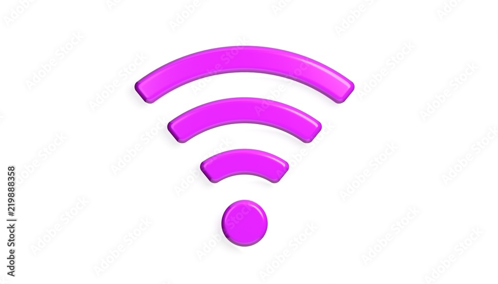 Pink wifi symbol. 3D Render Illustration Stock Illustration | Adobe Stock