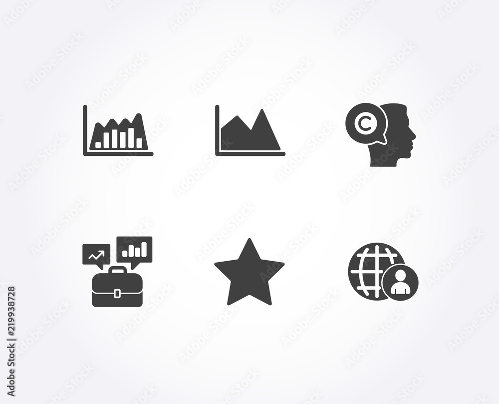 Set of Line chart, Business portfolio and Infographic graph icons ...