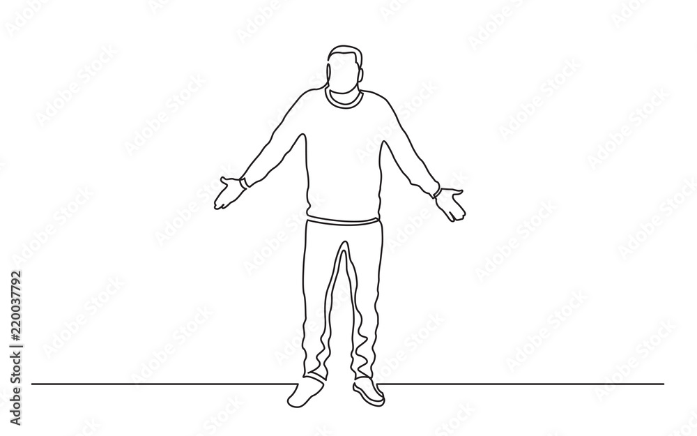 continuous line drawing of man pointing at blank banner Stock Vector ...