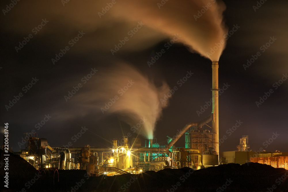 Atmospheric Air Pollution From Industrial Smoke Now. Pipes Steel Plant ...