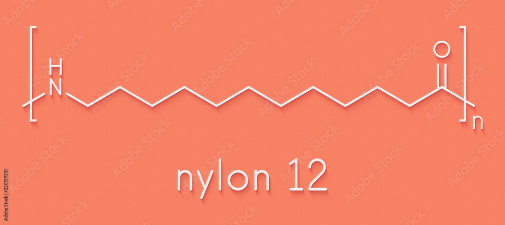 Nylon 12 polymer, chemical structure. Skeletal formula. Stock ...