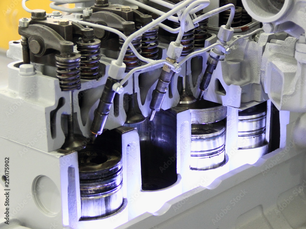 Car solo overhead camshaft - valve mechanism of modern diesel engine ...