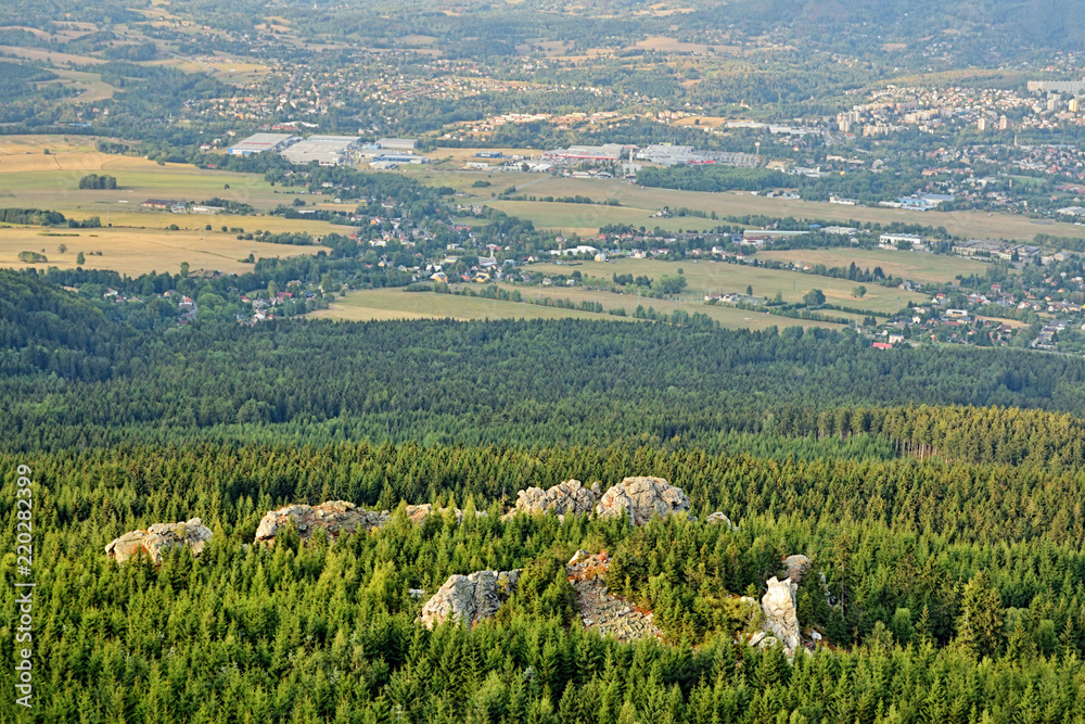 Photo Stock Czech landscape with Virive kameny stones in foreground ...