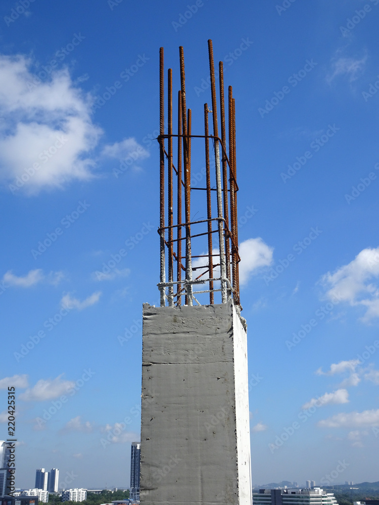 Reinforcement concrete column as part of building structure at the ...