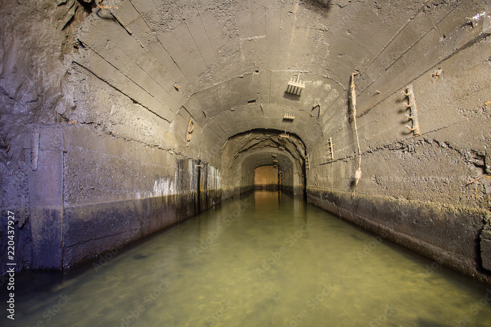Underground abandoned gold iron ore mine shaft tunnel gallery passage ...