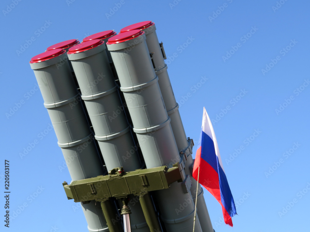 Russian self-propelled surface-to-air missile system Buk-M3 on clear ...