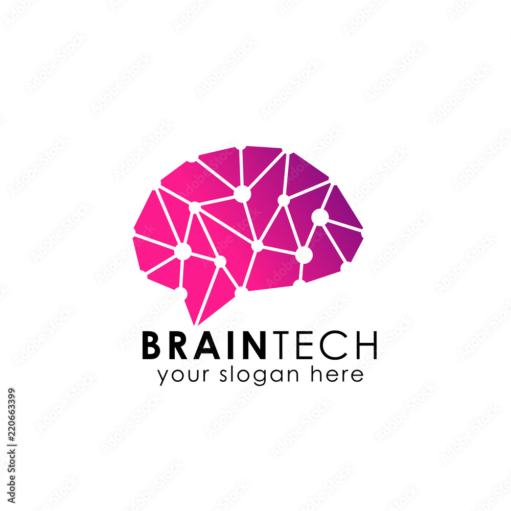 brain connection logo vector icon. digital brain. brain hub logo design ...
