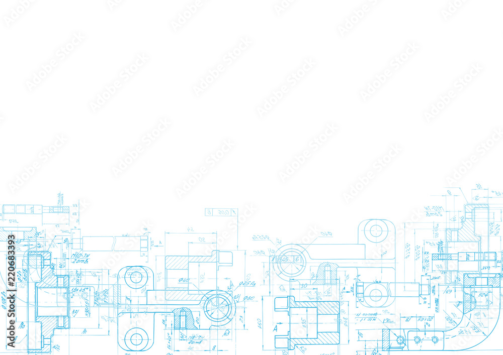 Mechanical Engineering drawing . Technical drawing background Stock ...