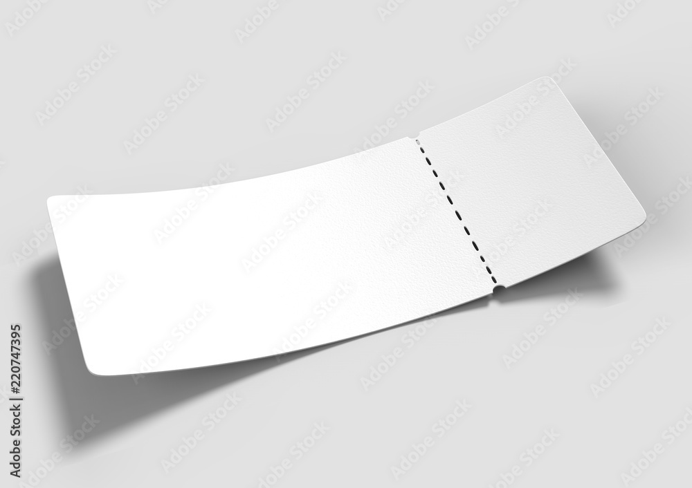 Blank ticket for mock up design or design presentation. 3d render ...