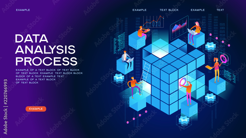 Data visualization isometric concept banner Stock Vector | Adobe Stock