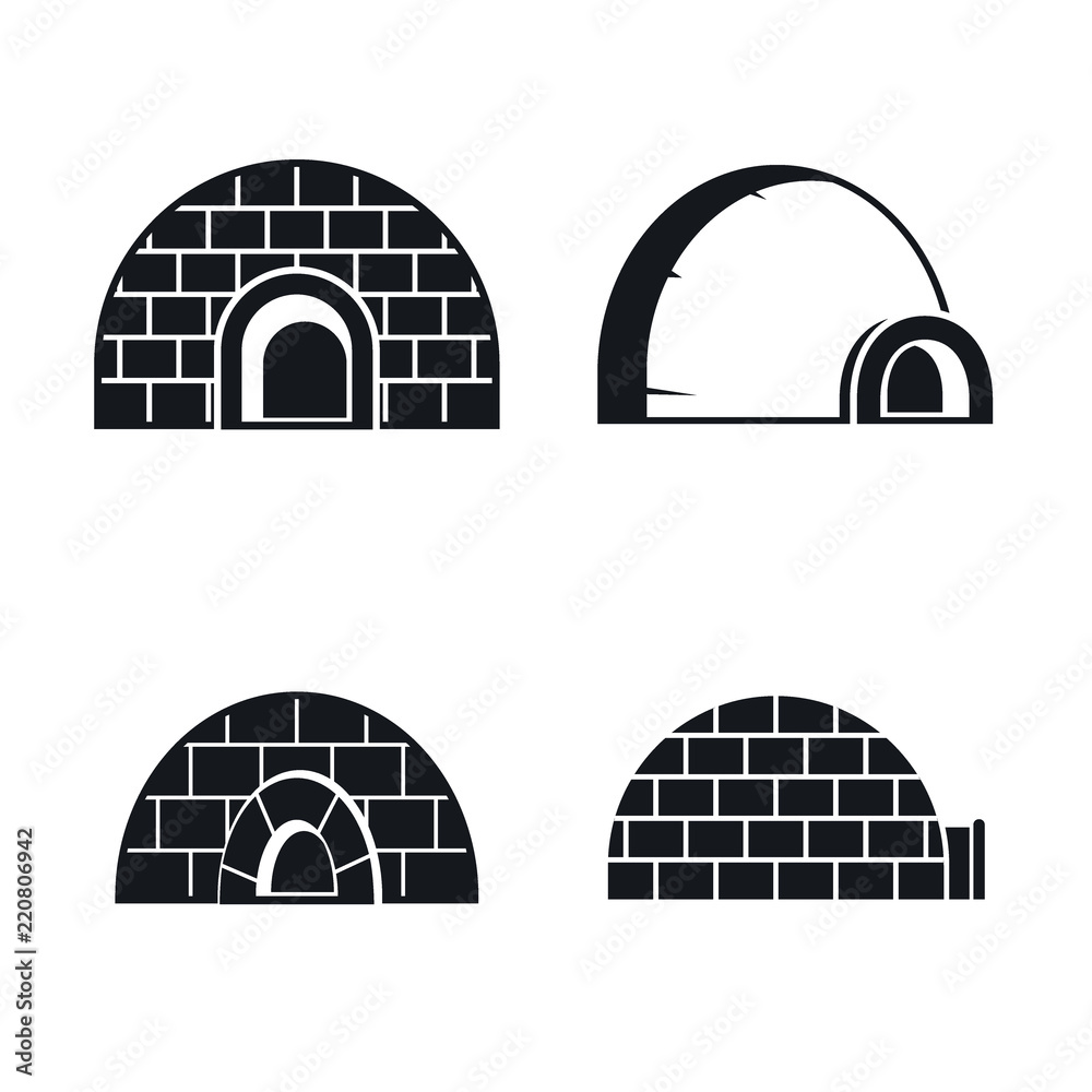 Frozen igloo icon set. Simple set of frozen igloo vector icons for web design isolated on white ...
