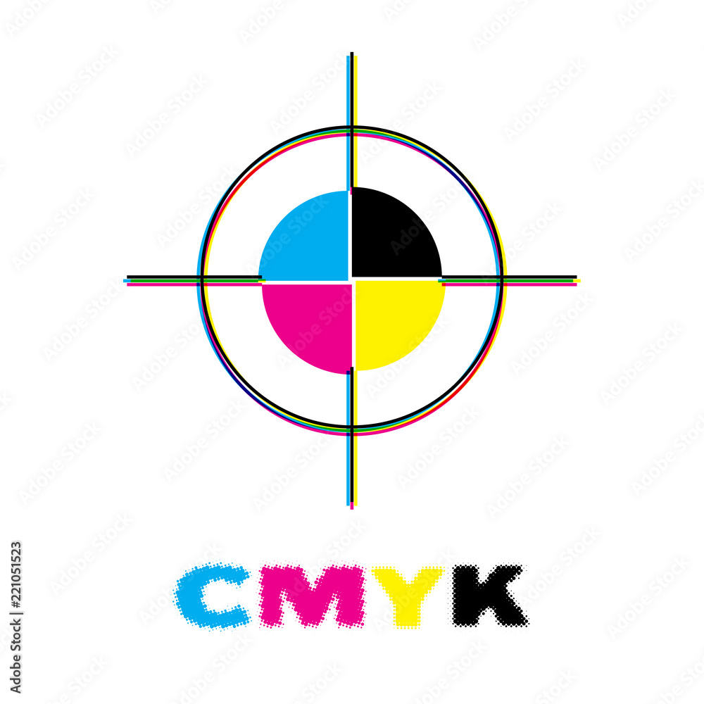 CMYK crosshair register mark for offset printing. Vector Illustration ...