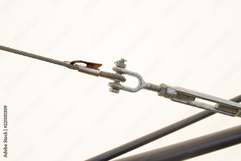 Photo Stock Joint hinge with a steel cable for the installation of ...