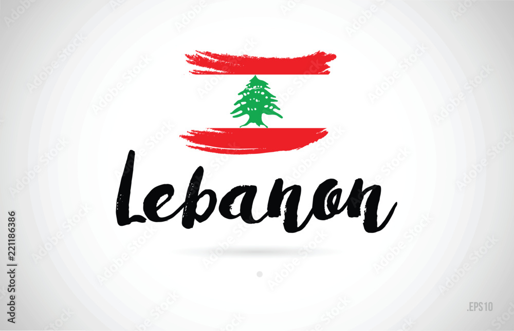 lebanon country flag concept with grunge design icon logo Stock Vector ...