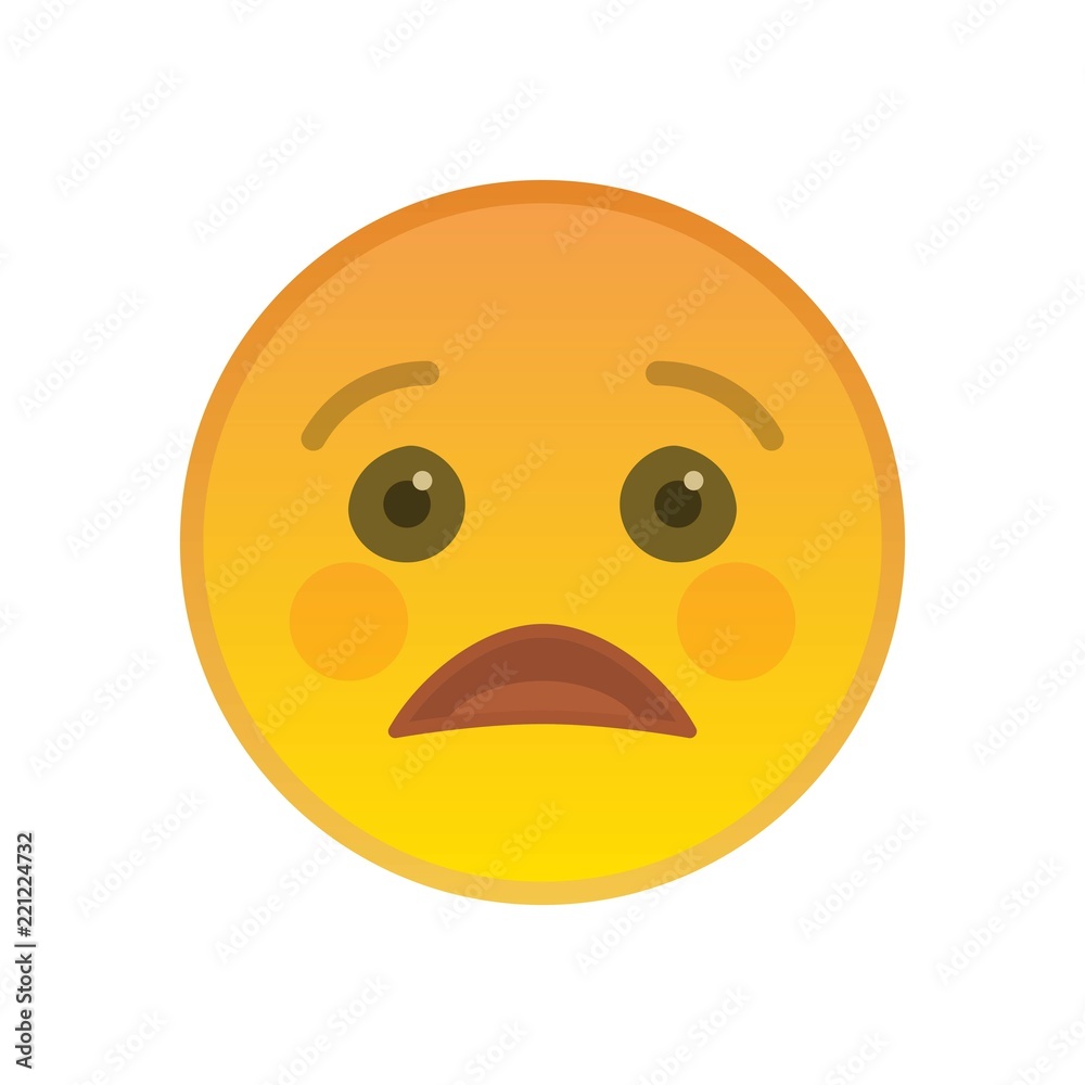 Disappointed emoticon isolated on white background. Sad yellow emoji ...