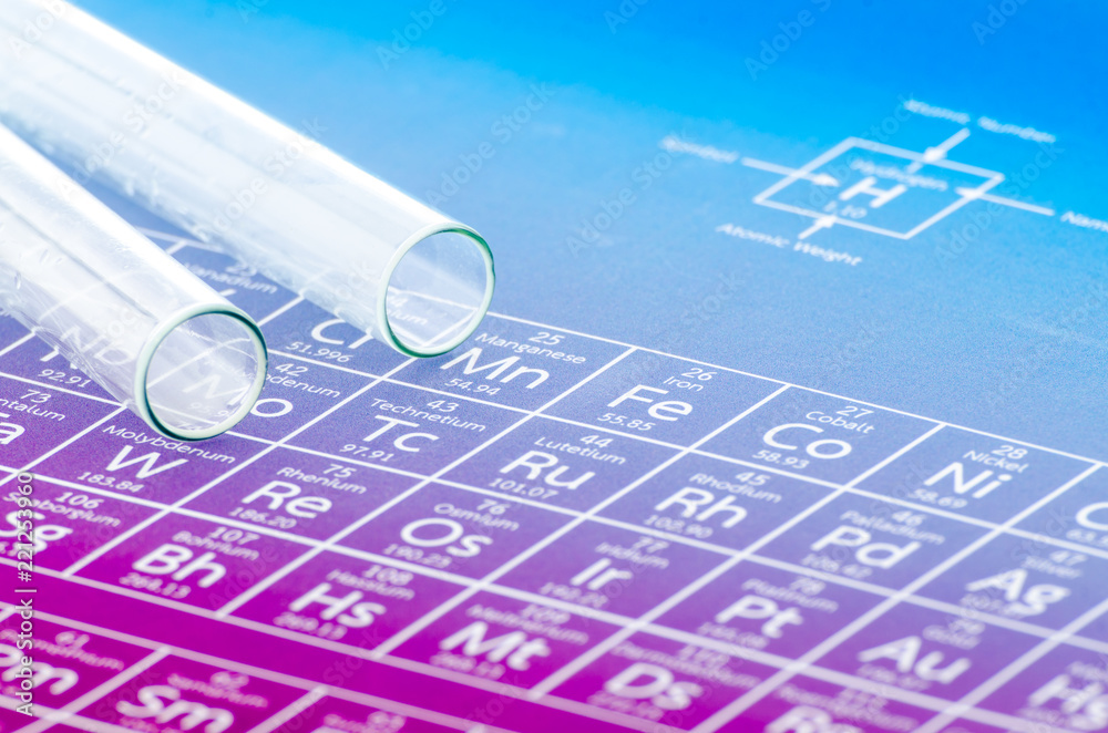 Test tubes and periodic table of elements. Stock Photo | Adobe Stock