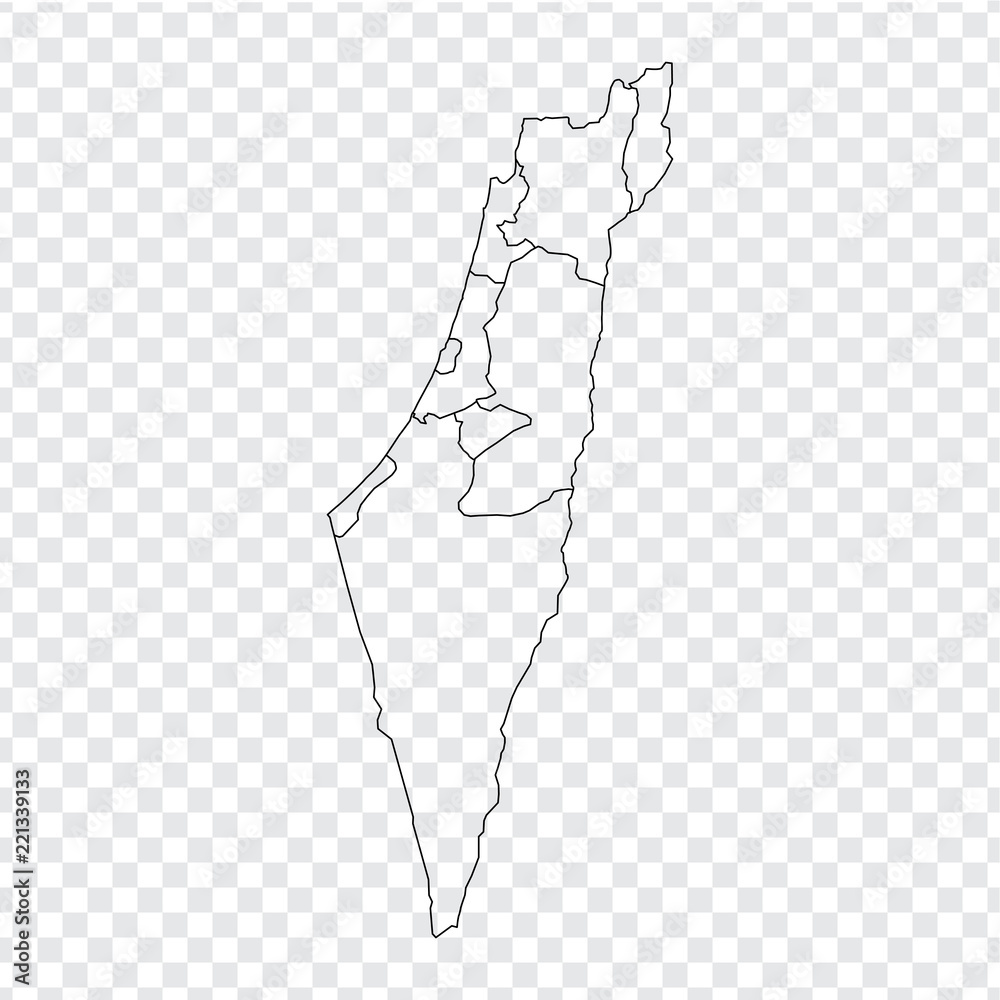 Blank map Israel. High quality map of Israel with provinces on ...