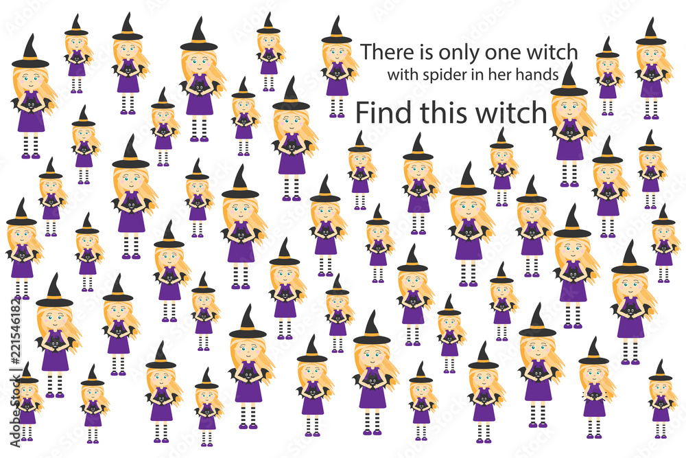 Find witch with spider, halloween fun education puzzle game for ...