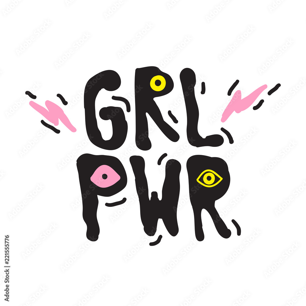 GRL PWR short quote. Girl Power simple cute illustration for print, bag ...