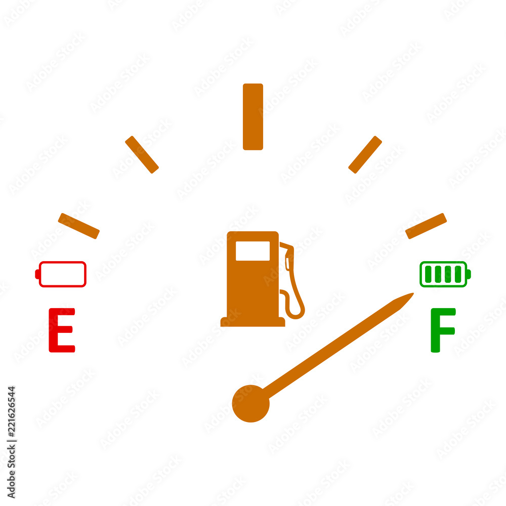 Full tank, clock face fuel measurements, dashboard scale, car control ...
