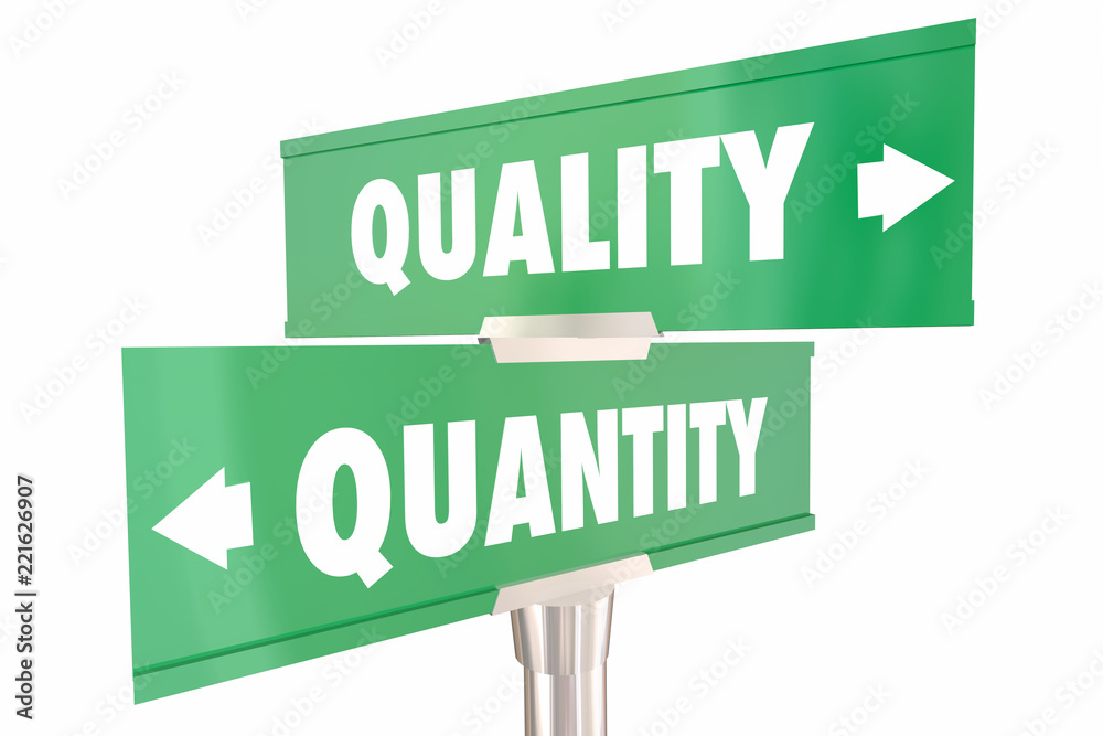 Quality Vs Quantity Choices 2 Two Way Road Signs 3d Illustration Stock ...