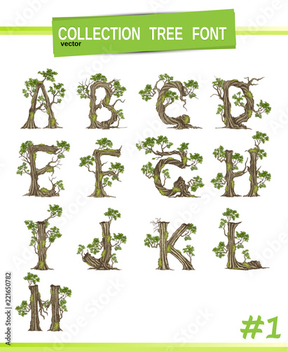 Tree font.Twisted tree in the shape of letter.Letter A B C vector ...