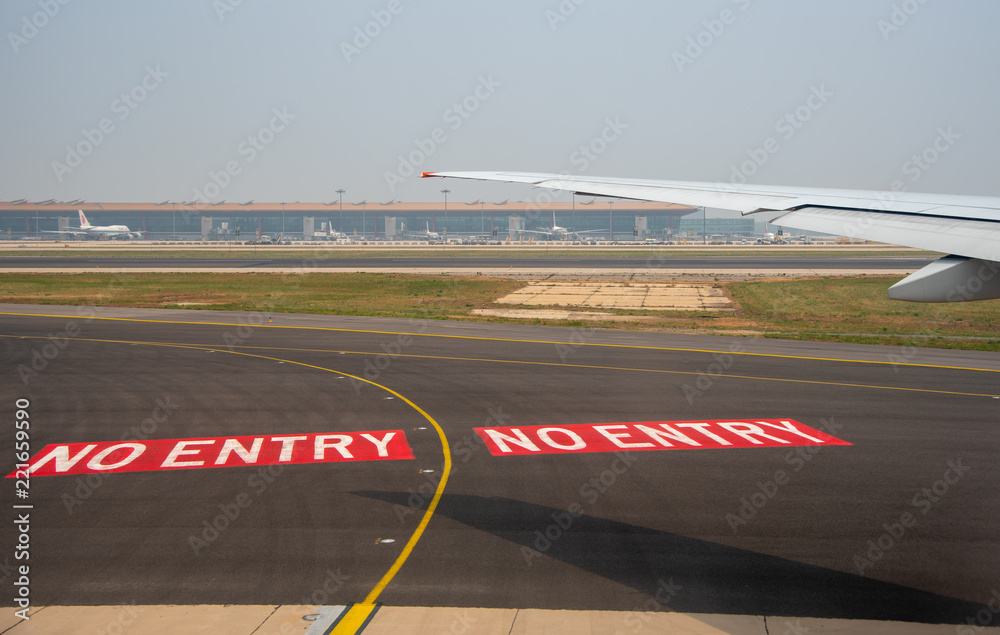 No entry allowed sign mark airport runway Stock Photo | Adobe Stock