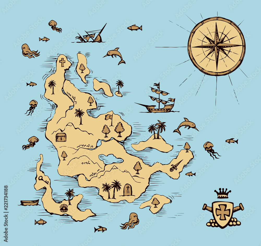 Geographic map. Vector drawing Stock Vector | Adobe Stock