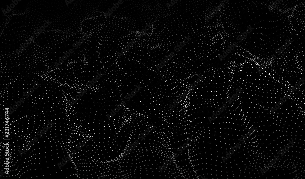 Wave 3d. Wave of particles. Futuristic point wave. Design for poster ...