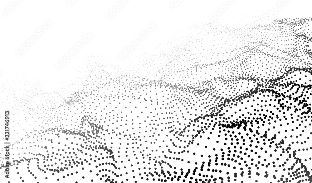 Wave 3d. Wave of particles. Futuristic point wave. Design for poster ...