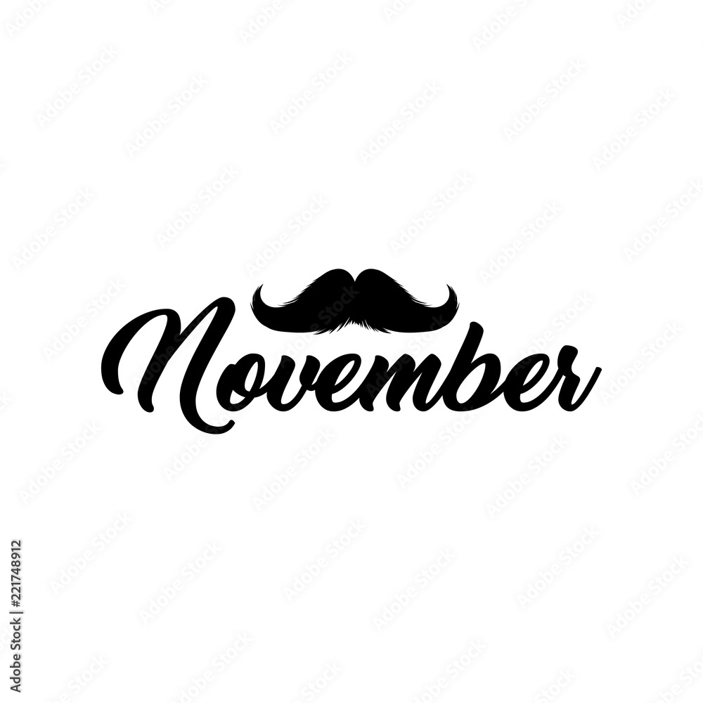 Moustaches Clipart. Black Isolated Silhouette and Hand Drawn Lettering ...