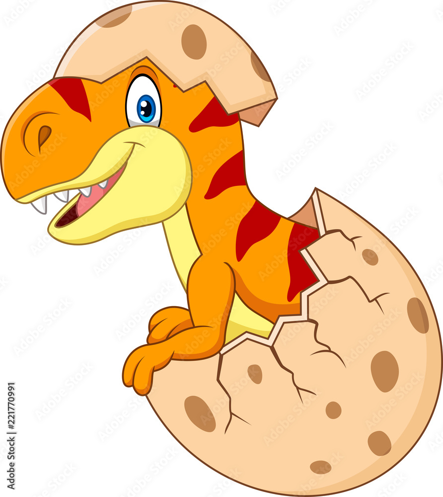 Cartoon funny dinosaur hatching Stock Vector | Adobe Stock