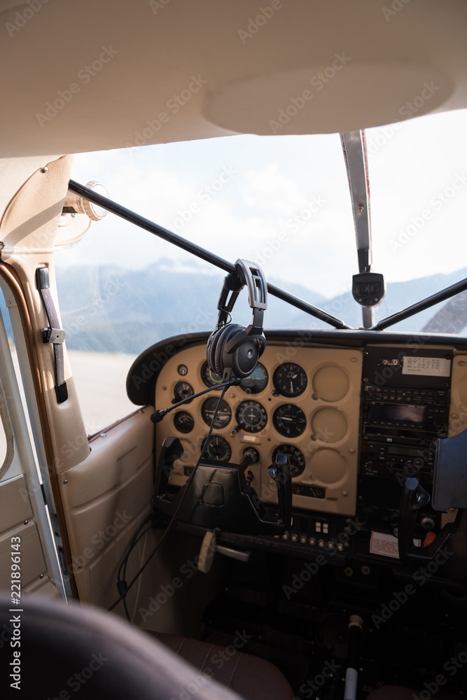 Interior of aircraft cockpit Stock Photo | Adobe Stock