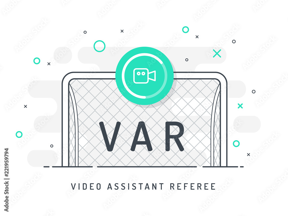Soccer / football VAR System and replay kick on the gate. Video ...