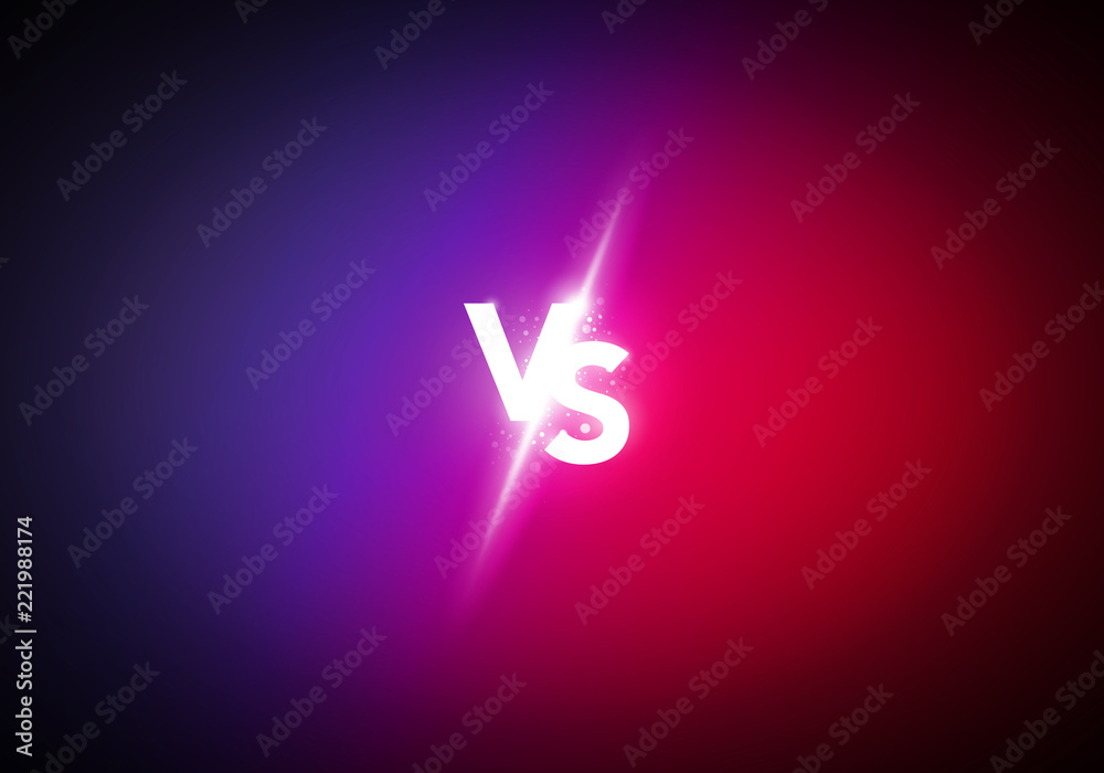 Vector illustration Versus screen design concept. Red and blue vs ...