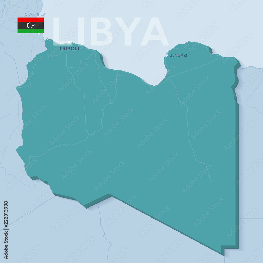 Verctor Map of cities and roads in Libya. Stock Vector | Adobe Stock