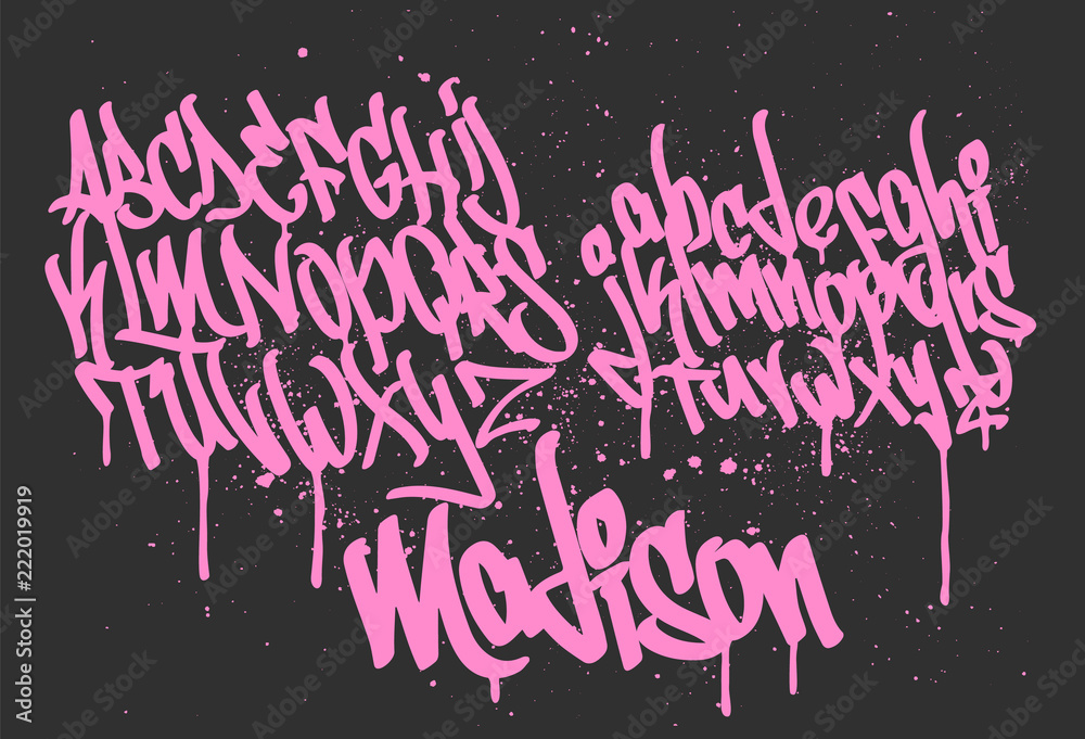 Marker Graffiti Font handwritten Typography vector illustration Stock ...
