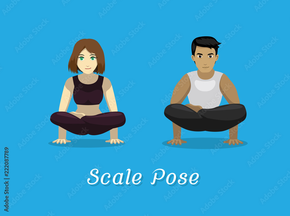 Manga Style Cartoon Yoga Scale Pose Stock Vector | Adobe Stock