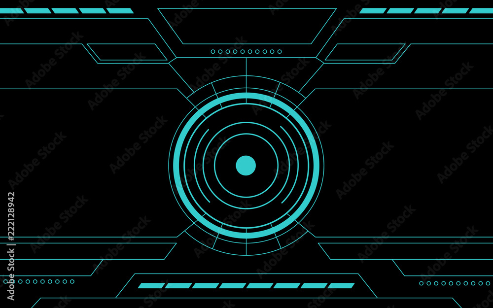 Blue control panel abstract Technology Interface hud on black background vector design. Stock ...