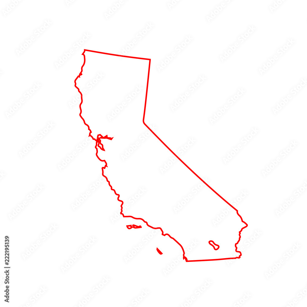 map of California. vector image. red outline Stock Vector | Adobe Stock