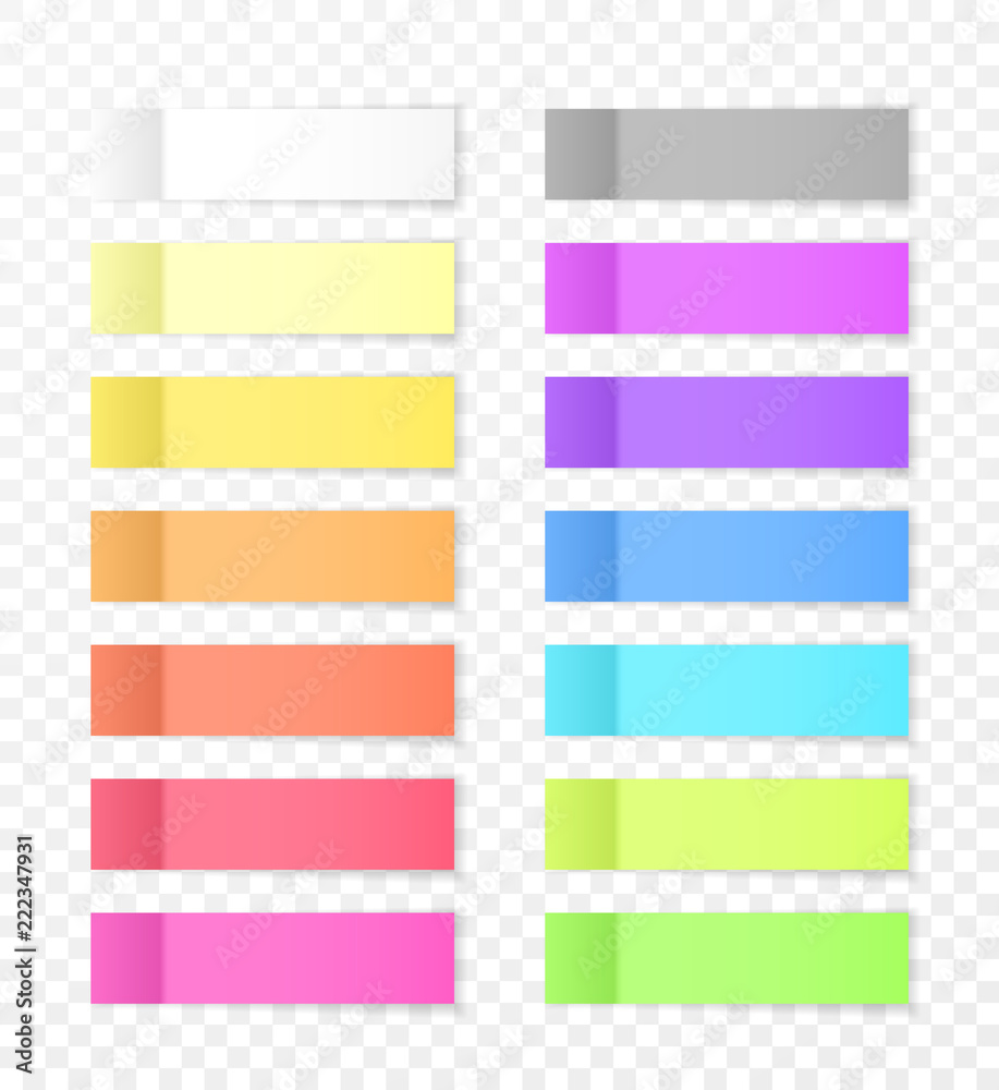 Sticky Paper Notes with Shadow Effect. Blank Color Memo Note Stickers ...