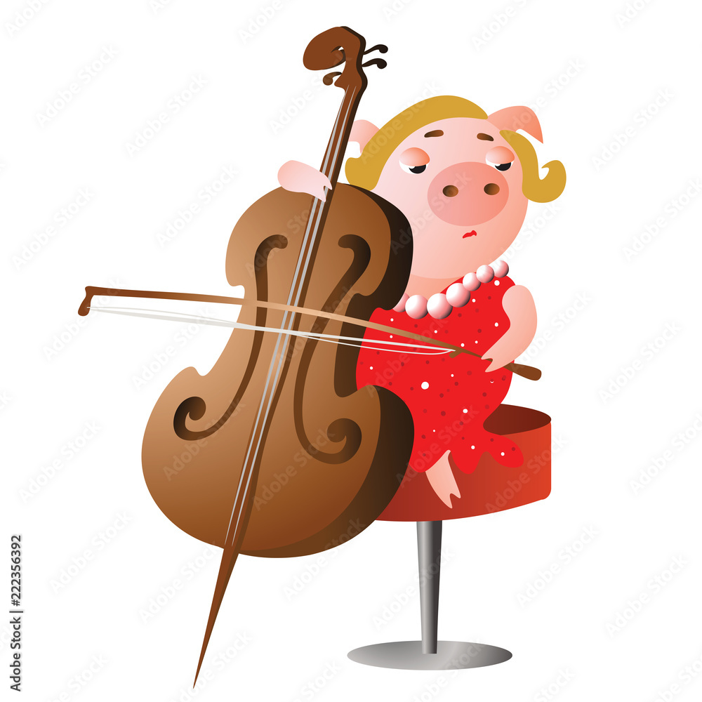 Lovely inspired pig. Musician. Vector illustration. Isolated on ...